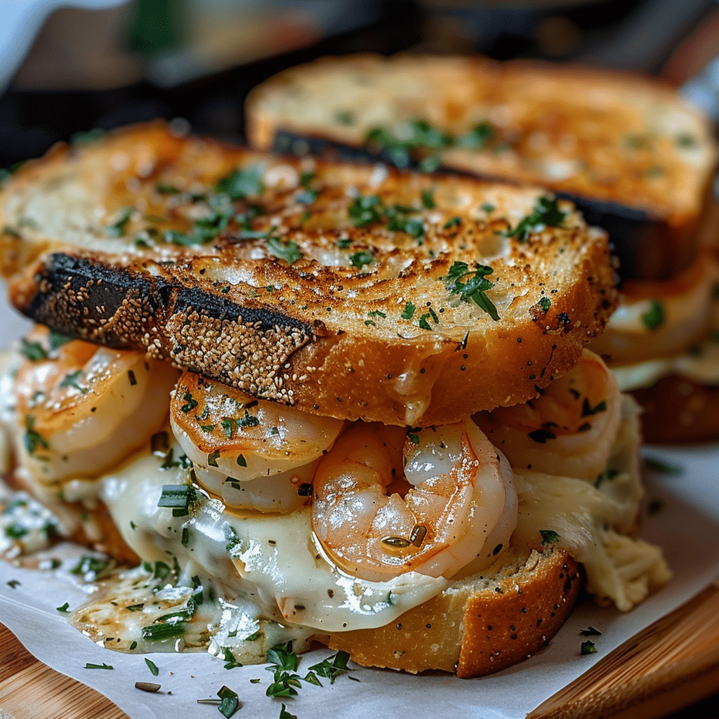 Cheesy Garlic Bread Shrimp Grilled Cheese with Monterey Jack - Simply ...