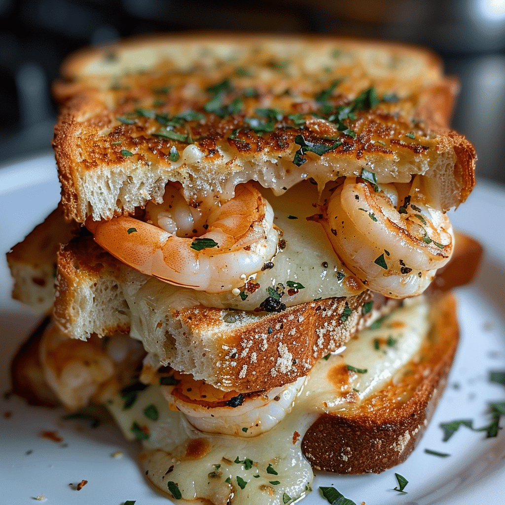 Cheesy Garlic Bread Shrimp Grilled Cheese with Monterey Jack - Simply ...