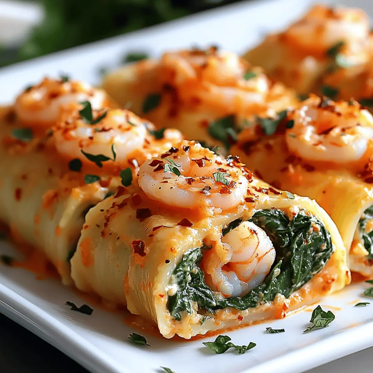Indulgent Shrimp and Spinach Stuffed Pasta Rolls in Creamy Sauce ...