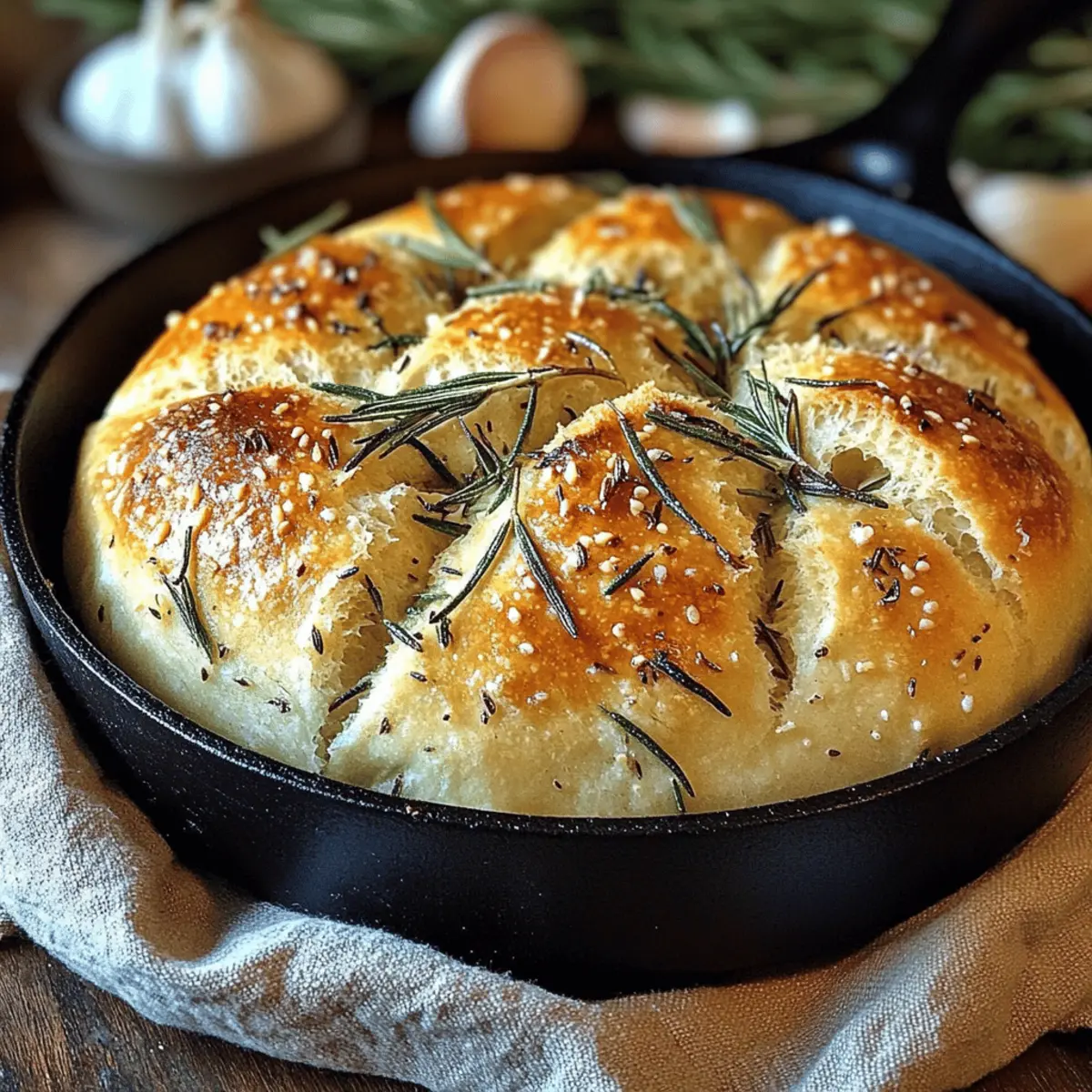 Irresistibly Easy Rustic Garlic Rosemary Skillet Bread Recipe - Simply ...
