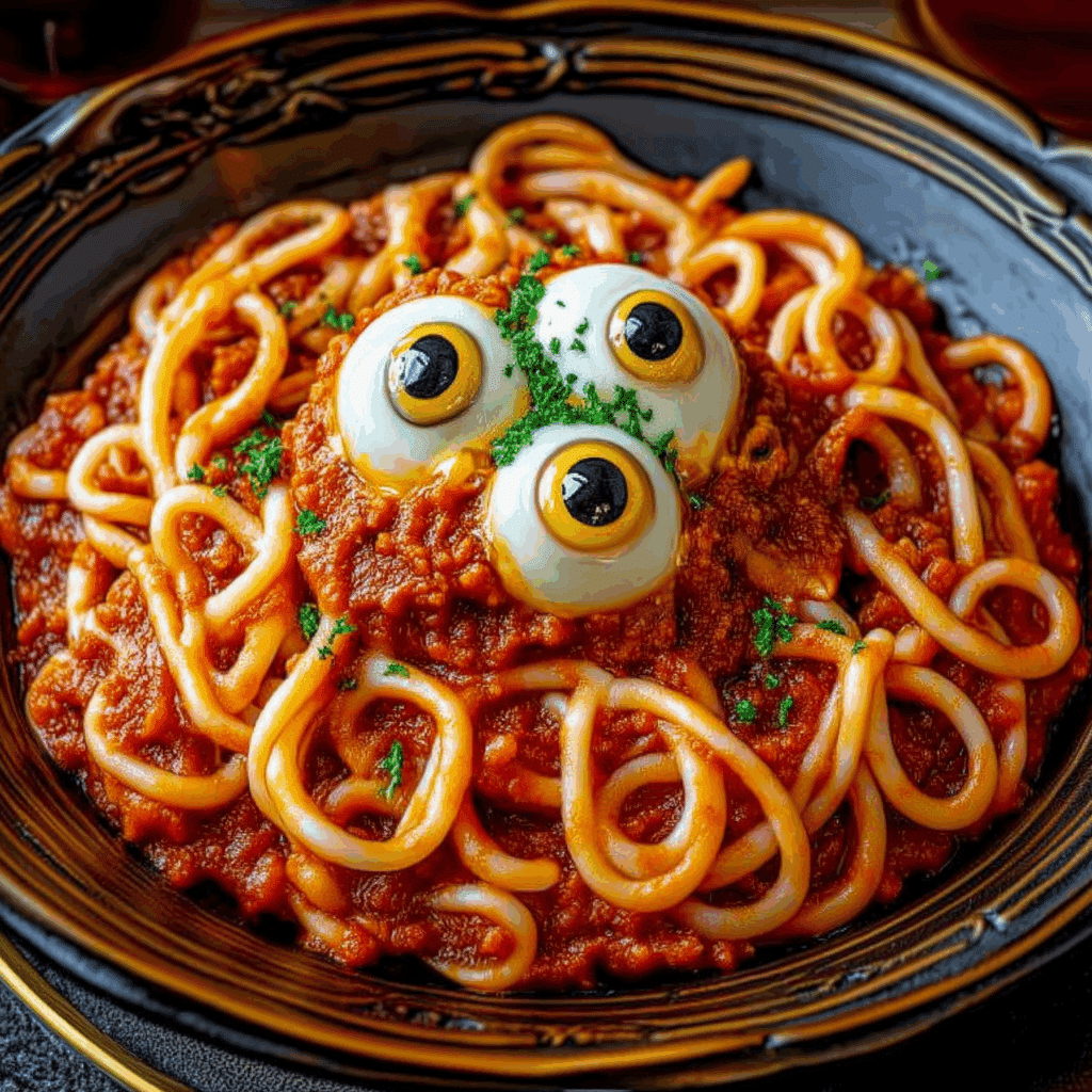 Spooktacularly Easy Bloody Spaghetti with Mozzarella Eyeballs - Simply ...