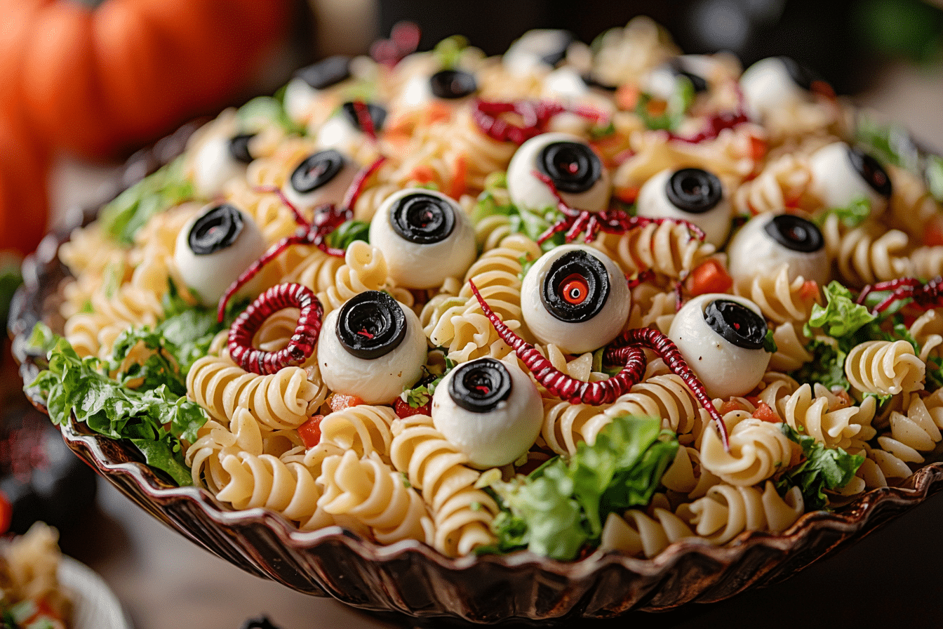 Creepy Eyeball Pasta Salad: Easy Halloween Dish That Delights - Simply ...