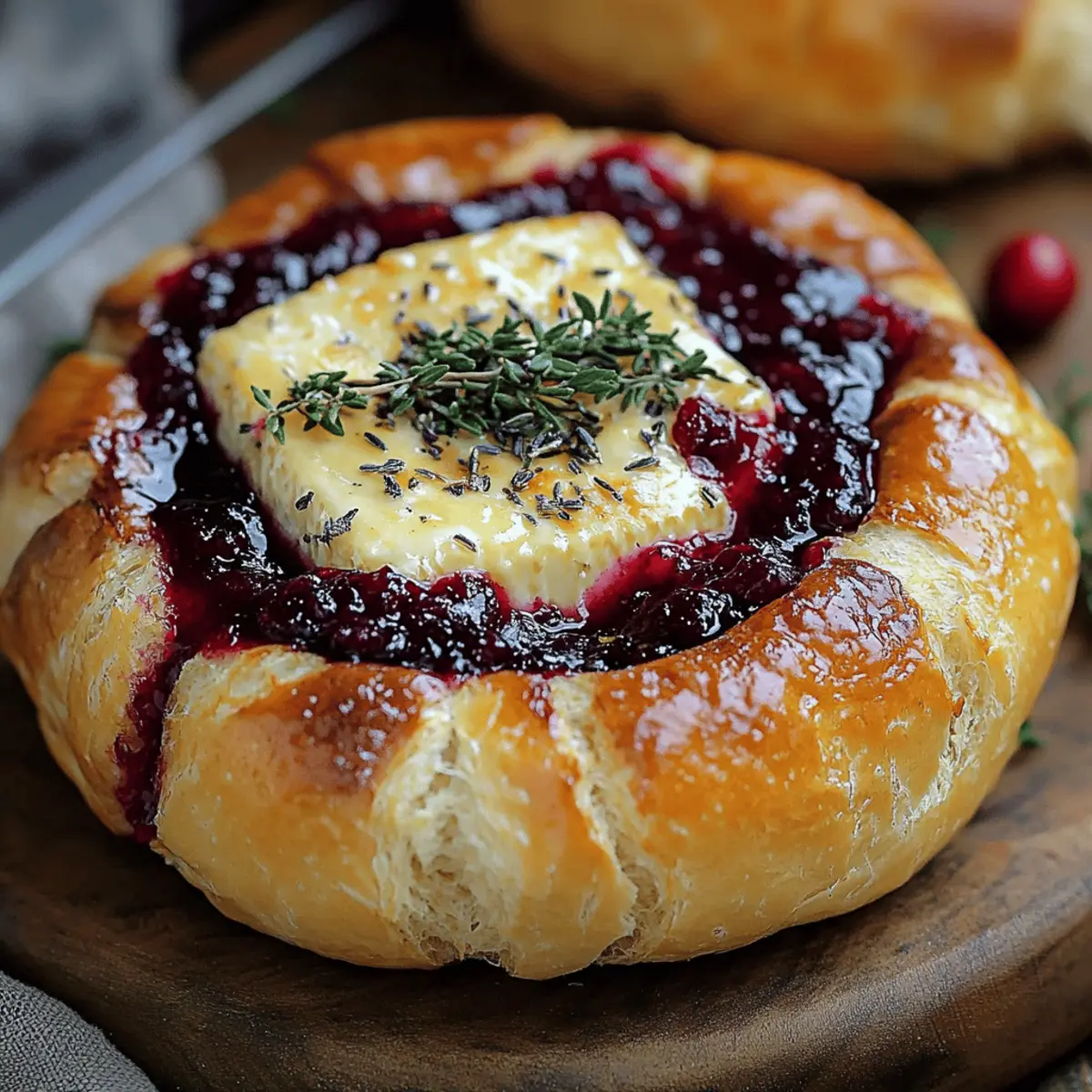 Indulgent Baked Brie in Bread Bowl with Cranberry Sauce & Thyme ...