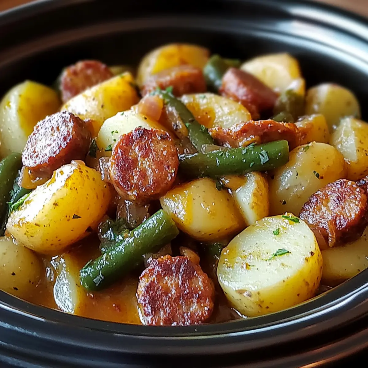 Heavenly Crock Pot Swamp Potatoes with Sausage & Veggies - Simply ...