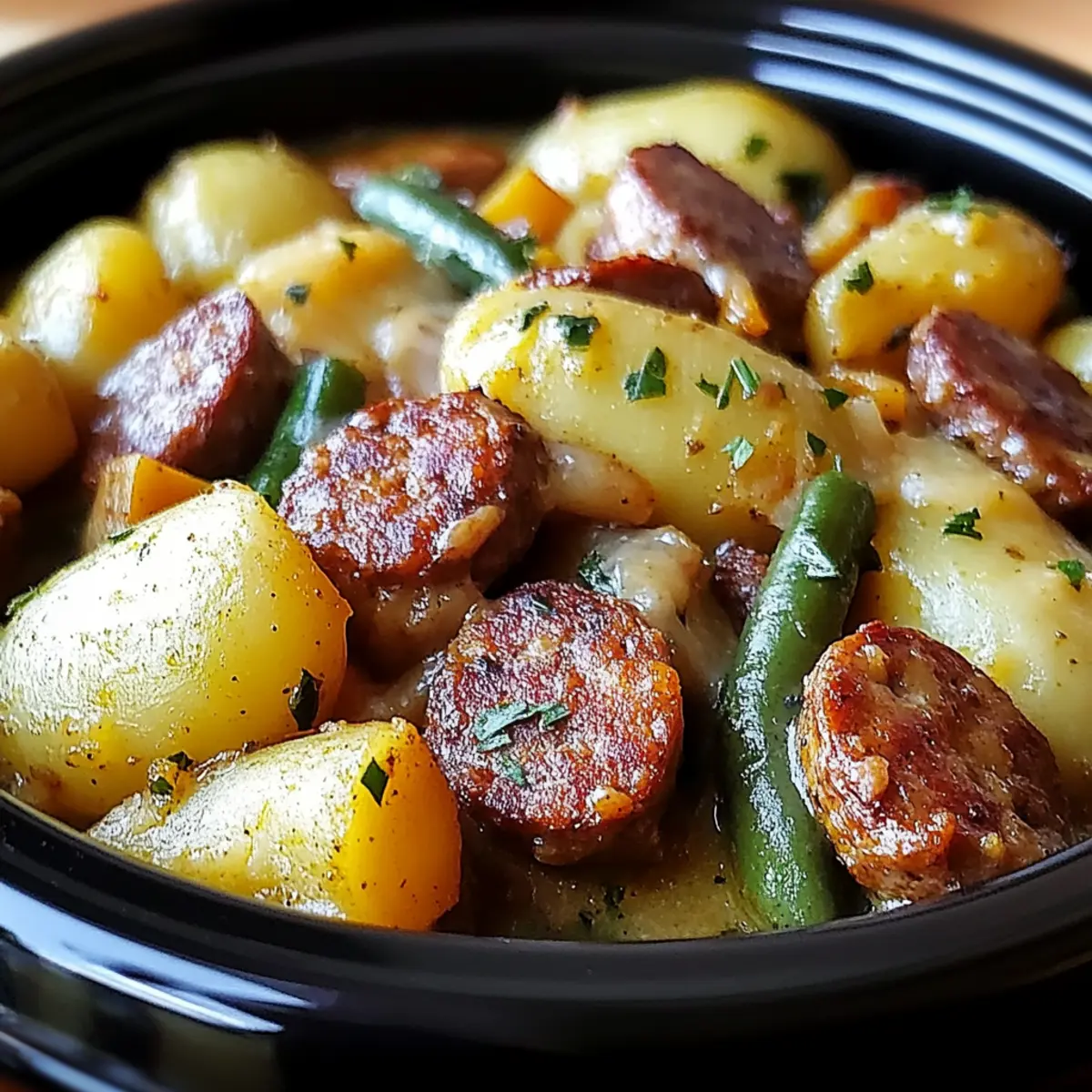 Heavenly Crock Pot Swamp Potatoes with Sausage & Veggies - Simply ...